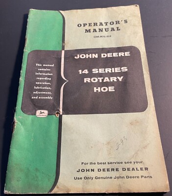 JOHN DEERE 14 SERIES ROTARY HOE OPERATORS MANUAL OM-N79-959 (215) | eBay