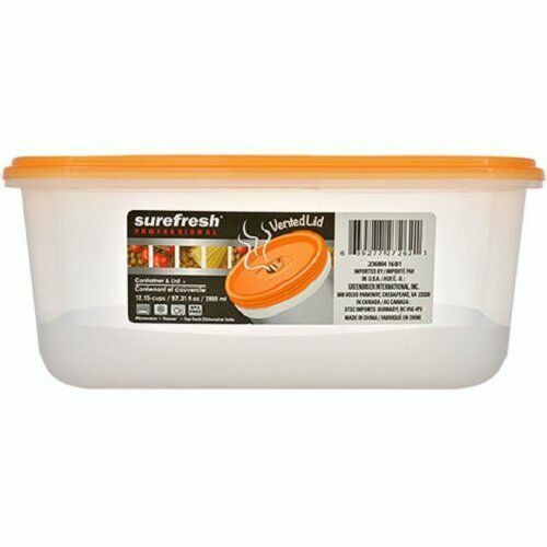 SureFresh Plastic Storage Fodd Container Vented Lid Clear Orange 12 ...