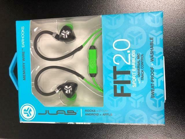 JLab Fit 2.0 Sport Wired Earbuds Sweatproof Washable Green ...