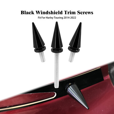 3pcs Black Spike Windshield Trim Screen Bolt Screws Fit For Harley ...