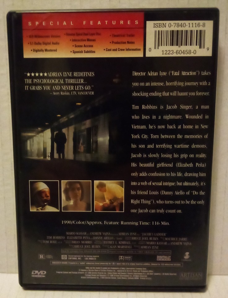 Jacob's Ladder DVD 1990 Adrian Lyne * Tim Robbins, Elizabeth Peña ...
