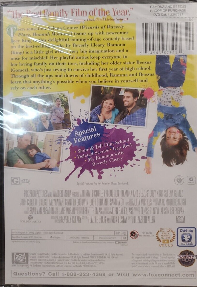 RAMONA AND BEEZUS, JOEY KING, SELENA GOMEZ DVD-NEW SEALED 24543673217| eBay