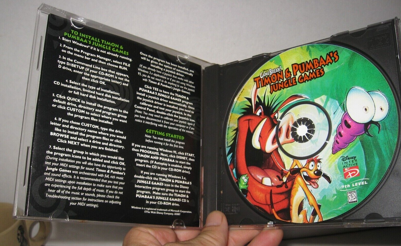 1995 Disney's Gamebreak Timon & Pumbaa's Jungle Game PC CD-Rom Windows ...