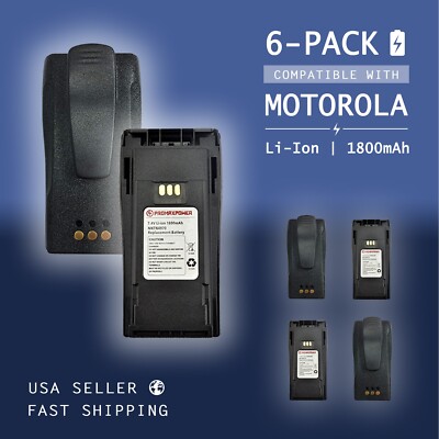 6x Flat Back Li-Ion Battery for Motorola Radios NNTN4970 4851, CP200 ...