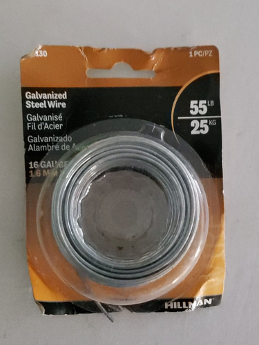Hillman Galvanized Steel Wire 16 Gauge 25 ft. spool. #123130 NEW pck ...