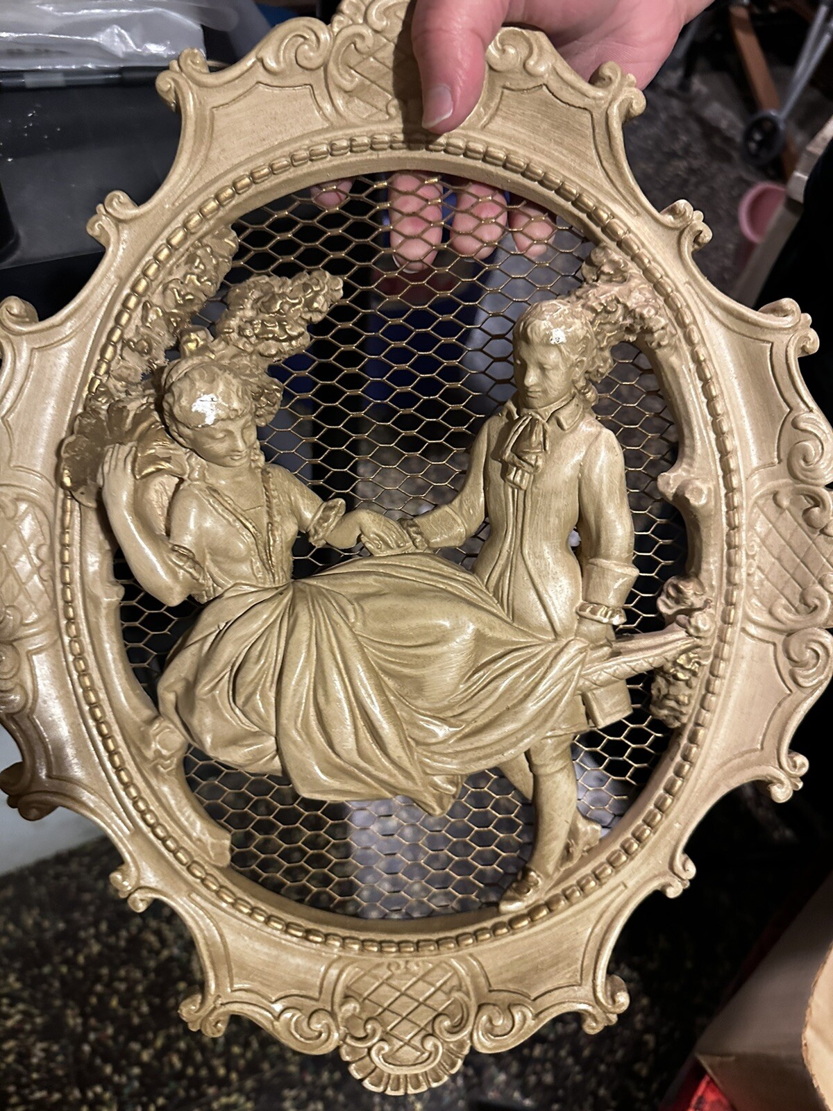 2 pc. 1957 Chalkware Victorian Wall Hangings, Victorian art, 3D French ...