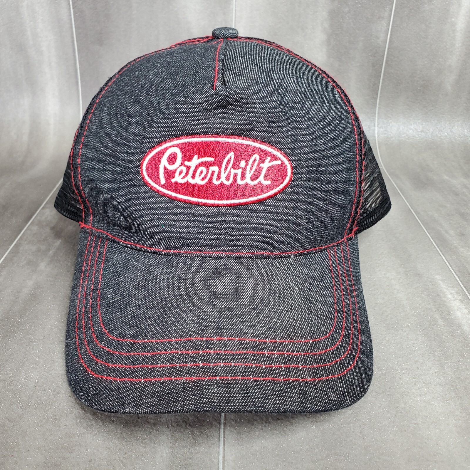 Authentic BDA Peterbilt Charcoal & Red Mesh Snapback Trucker Cap Hat | eBay