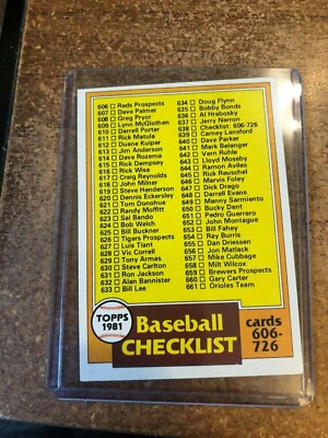1981 Topps Baseball # 638 Checklist # 6 Card 606-726 Unused | eBay