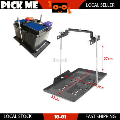 355 X 200mm Car Battery Storage Holder Tray + Adjusting Hold Down Clamp ...