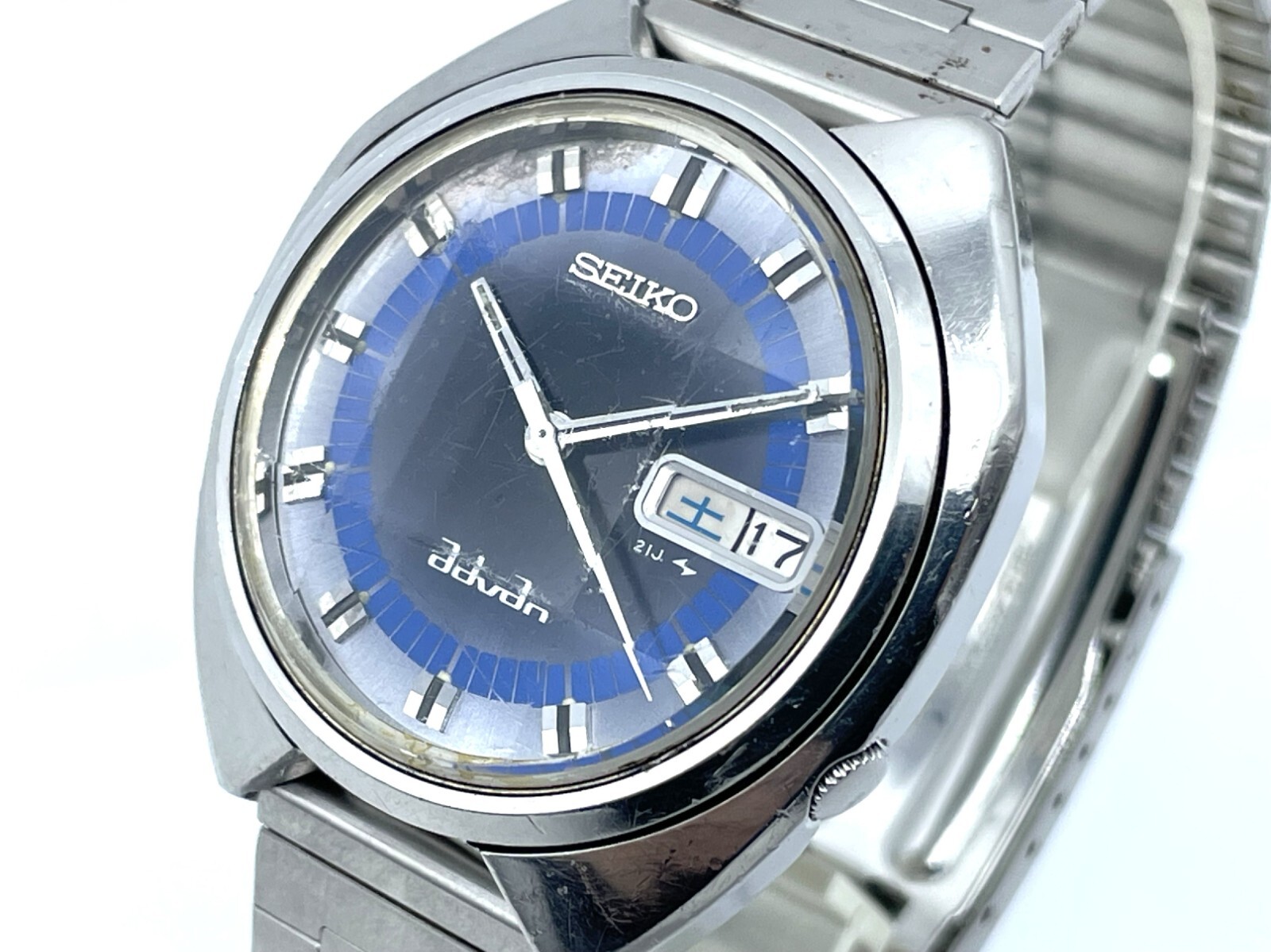 Vintage SEIKO Advan Automatic Watch 9-sided Blue cut … - Gem
