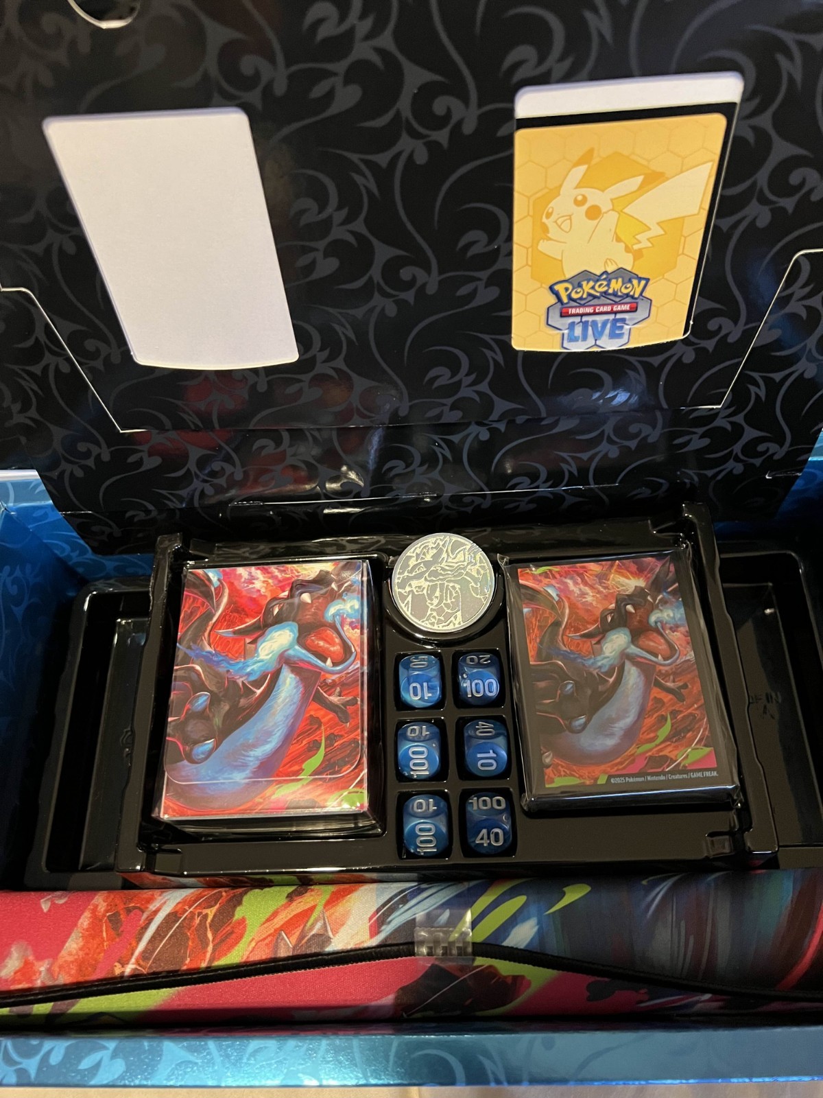 Mega Charizard UPC Play Mat, Dice, Deck Box & Coin Pokemon TCG ...