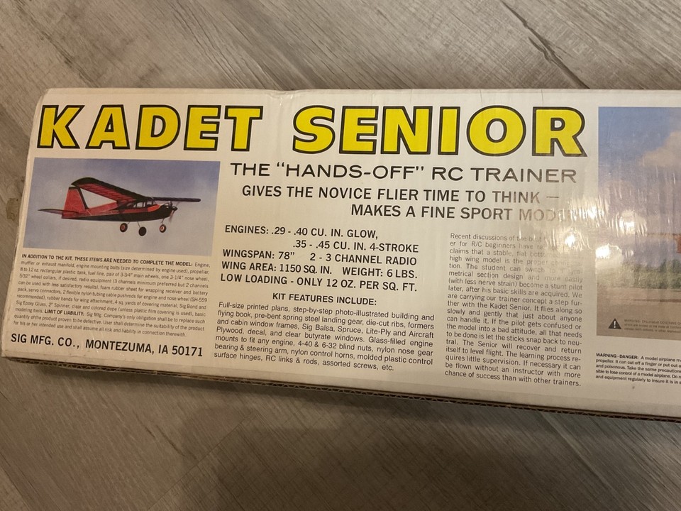 Sig Models, Kadet Senior, RC Model Airplane Kit - NEW! Still Factory ...