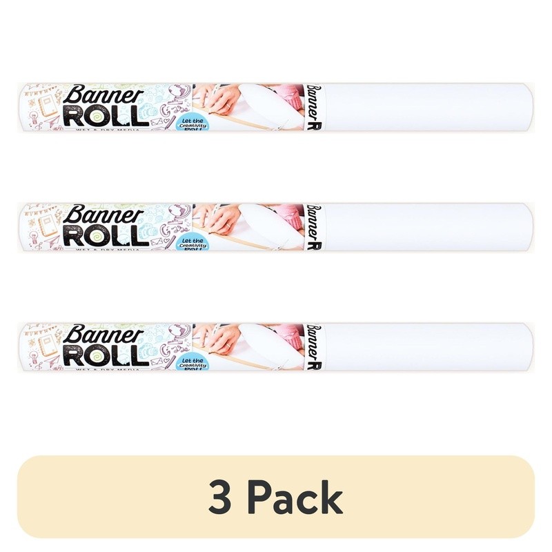 3 Pack Banner Paper Roll 24in x 75ft Arts Crafts Easel Paper Creative ...