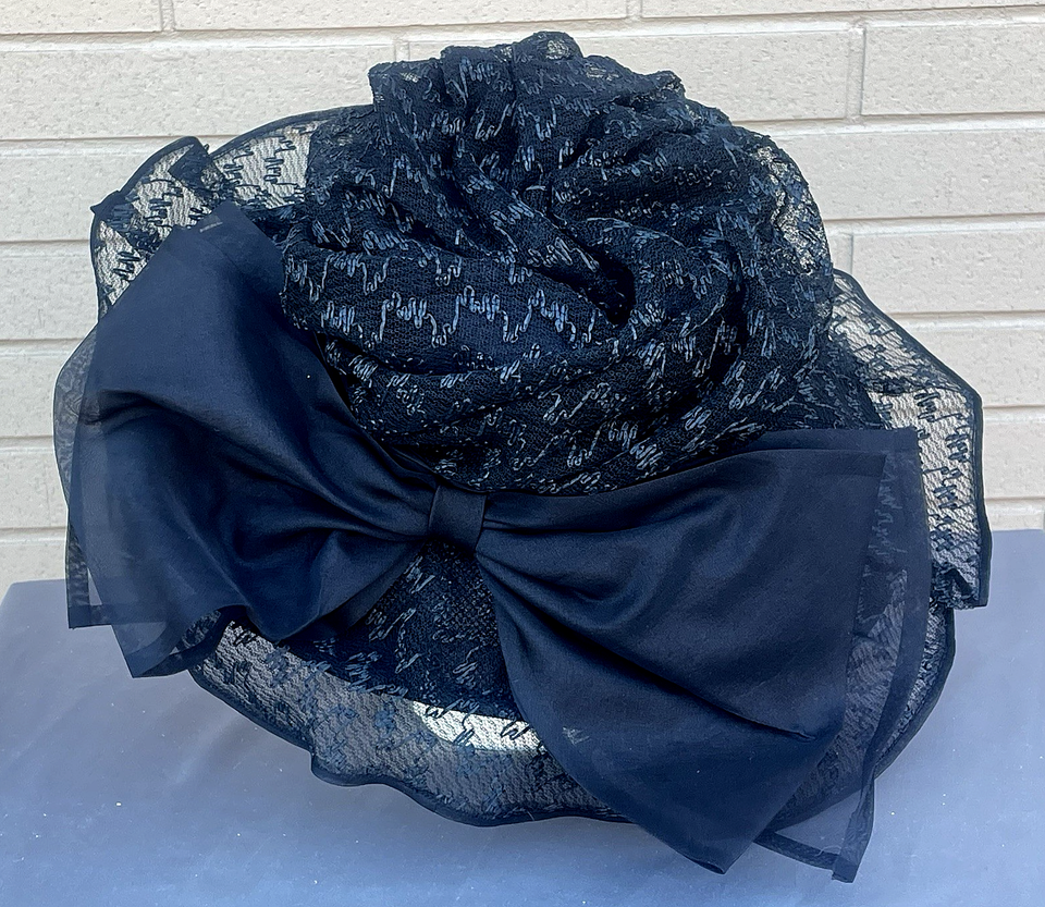 Elegant Women’s O’Neil's Black Ruffled Veil Hat w/ Hat Box | eBay