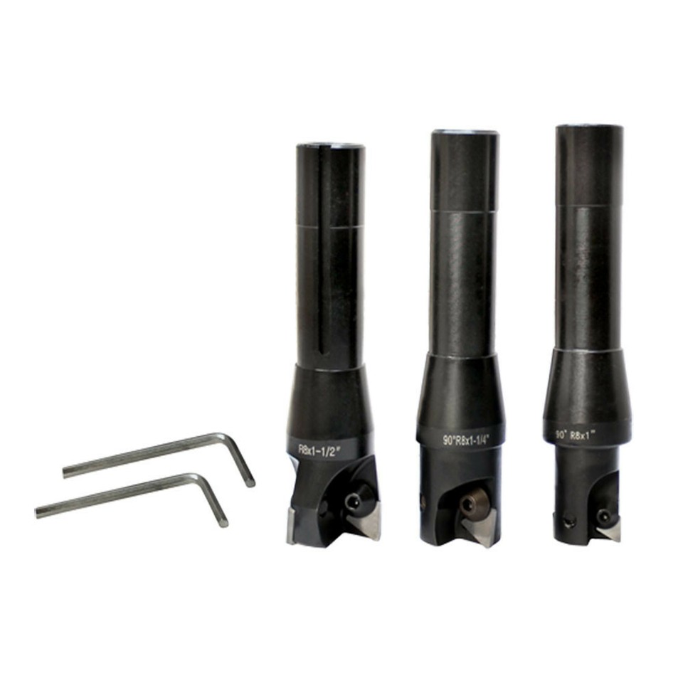 3 PC 90 Degree R8 Shank Indexable End Mill Set Set 1.0", 1-1/4", 1-1/2 ...