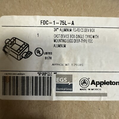 APPLETON FDC175 3/4" TYPE FD BOX FDC-1-75 -A FDC2 ALUMINUM NIB NEW NIB ...