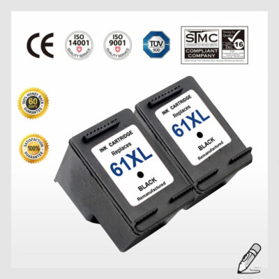 2 Black Inkjet 61 XL Ink Cartridges for HP Deskjet 3050 3054 3510 3511 ...