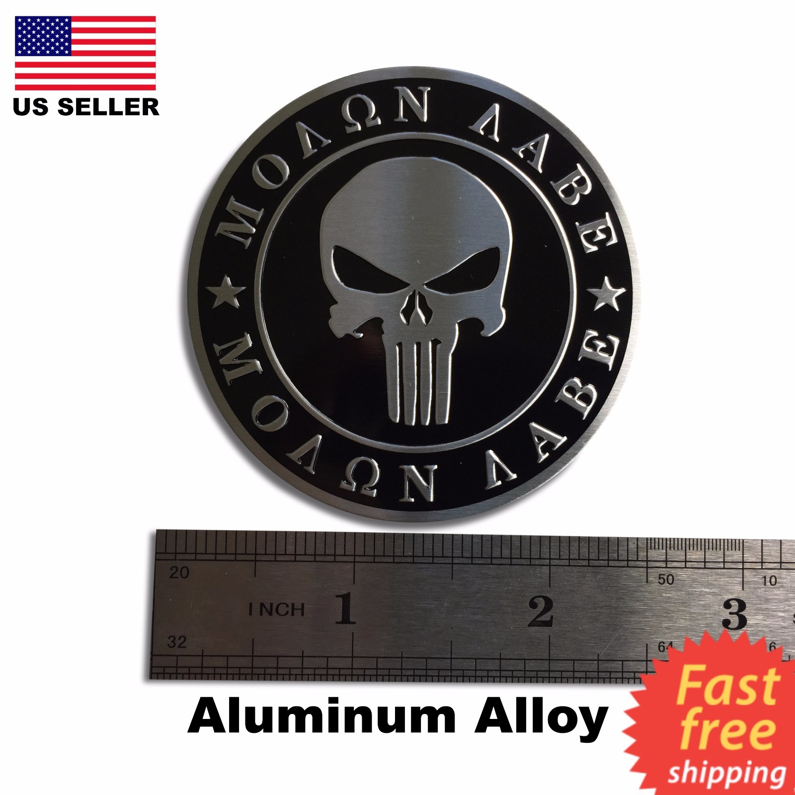2 Pack ALUMINUM 2nd Amendment Decal Sticker Bumper Molon Labe Right To ...