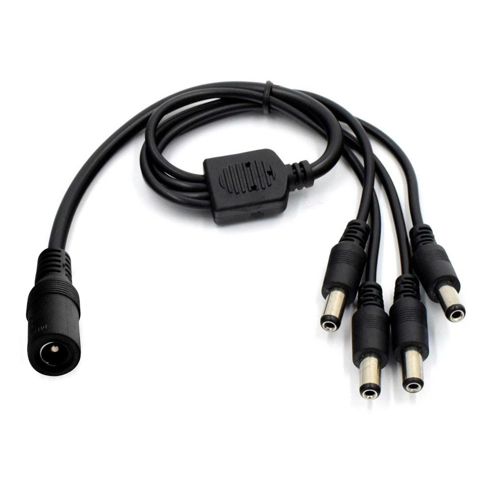 CCTV DC Power Splitter Cable For Camera 12V 2.1mm Female to 4 Way Male ...