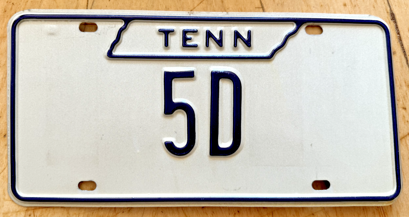 TENNESSEE VANITY LICENSE PLATE " 5 D " TN 1950 50 CHEVROLET FORD MERC ...