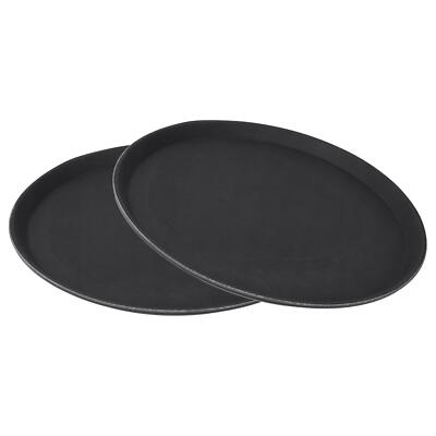 x2 Anti-Slip Round Rubber Serving Tray Food, Drinks, Home Kitchen Bar ...