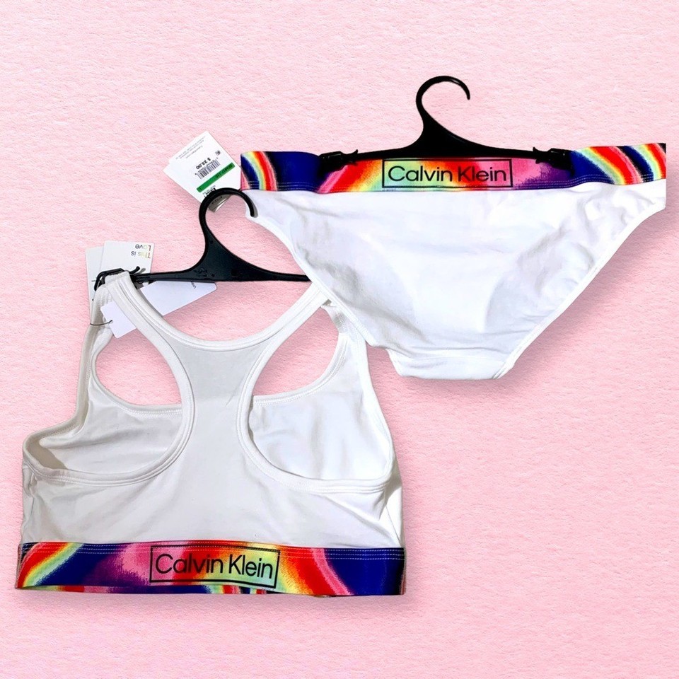 NEW Calvin Klein Heritage Pride Love Bralette Size Small Rainbow Logo ...