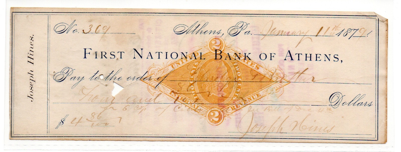 US Revenue Stamps - 1879 bank check revenue stamped paper RN-G1 (M12 ...