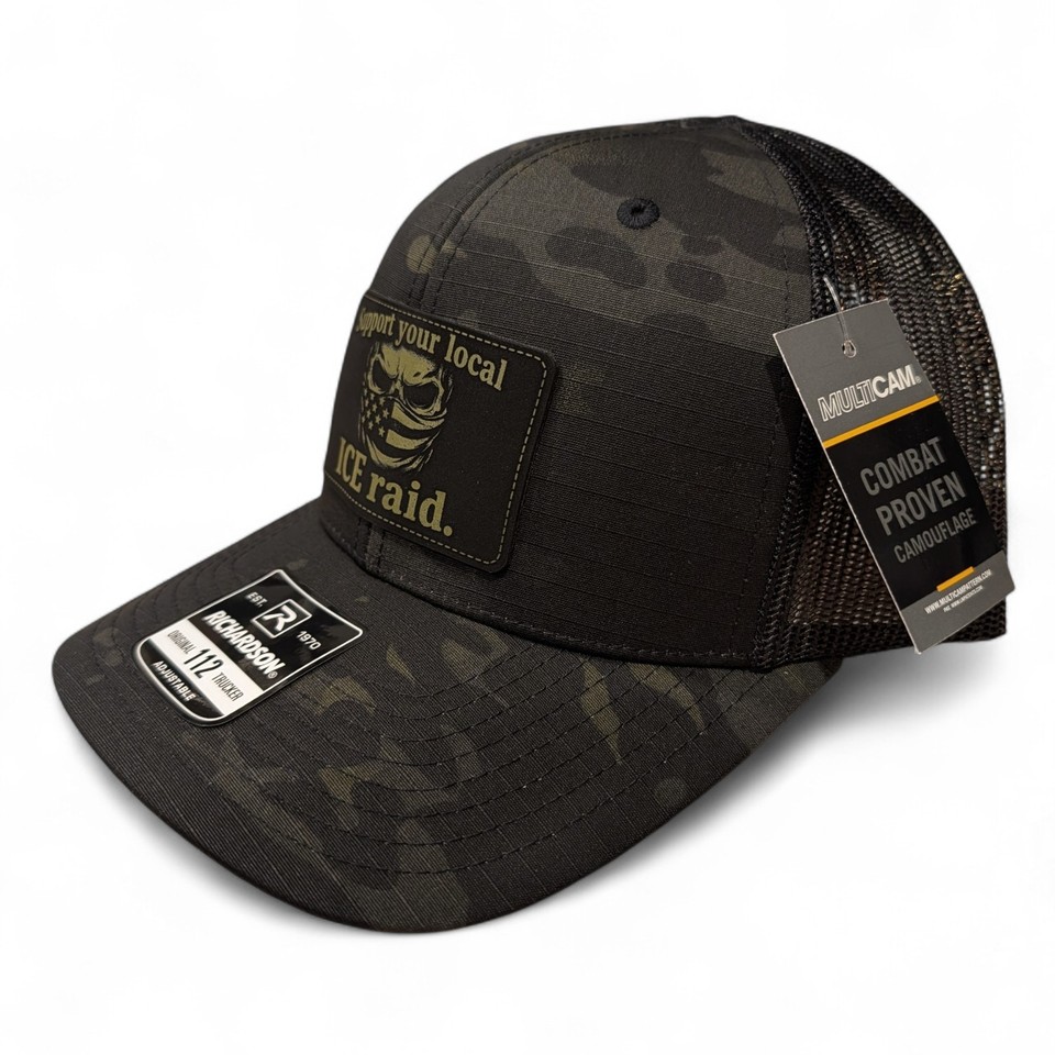 Richardson 112PT Trucker Hat Support Your Local ICE Raid HSI Black ...