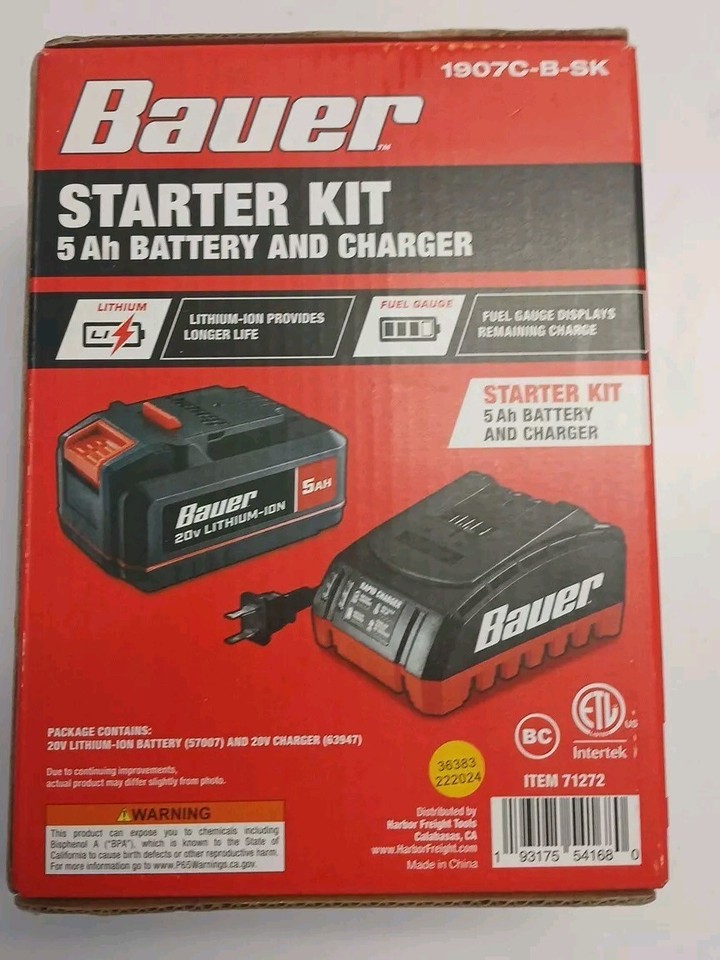 BAUER 20V 5 Ah Lithium-Ion Battery and Charger Starter Kit #71272 | eBay