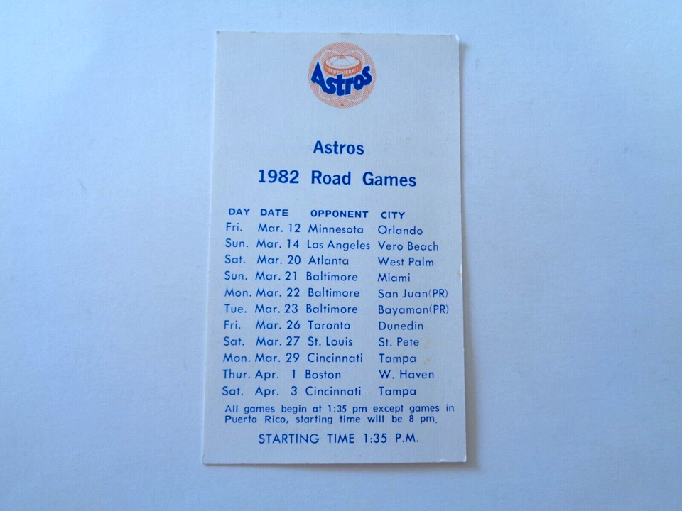 1982 Houston Astros Spring Training Baseball Schedule | eBay