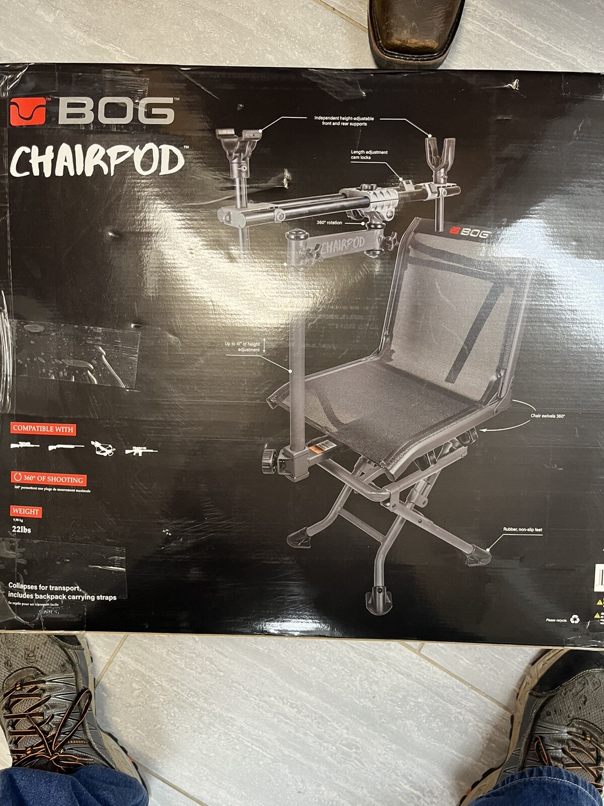 Bog 1100475 Deadshot Chairpod Field Shooting Rest Black 360-Degree ...