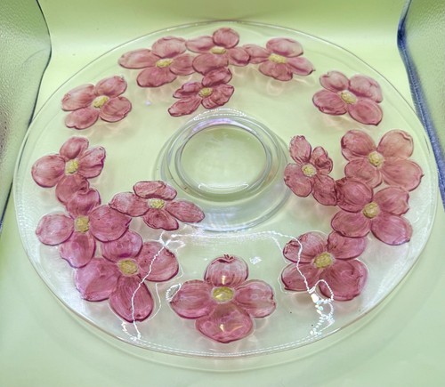 1948 COLONY GLASS Cranberry Pink Dogwood 12.75" Footed Cupped ...