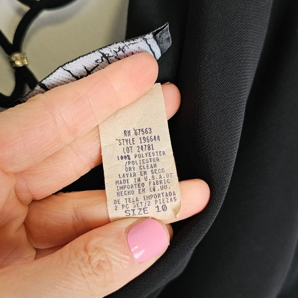 Black Dress Blouse Dressy Drape Front Open Back Flow Chiffon Vintage ...