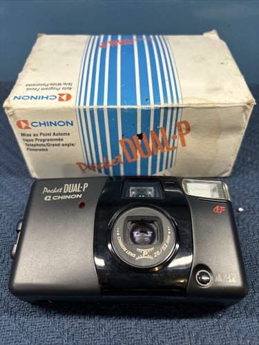 Chinon Pocket Dual Af-P 35mm P&S Camera 28/52mm Lens W/Manual And Strap ...
