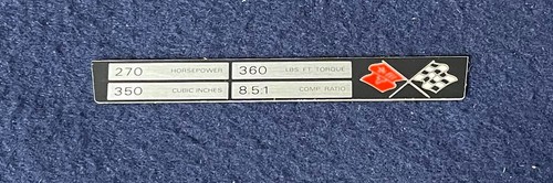 Corvette center console data plate - 1971 350/270HP - NOS GM# 3995090 ...