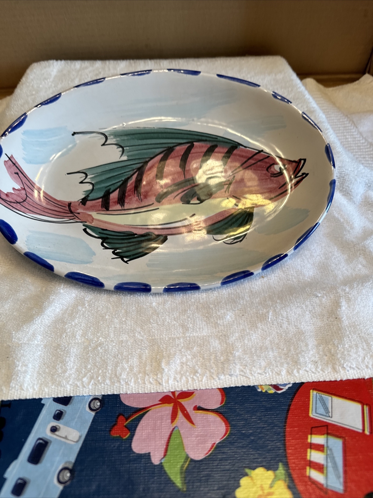 Vietri Italy oval fish design plate | eBay