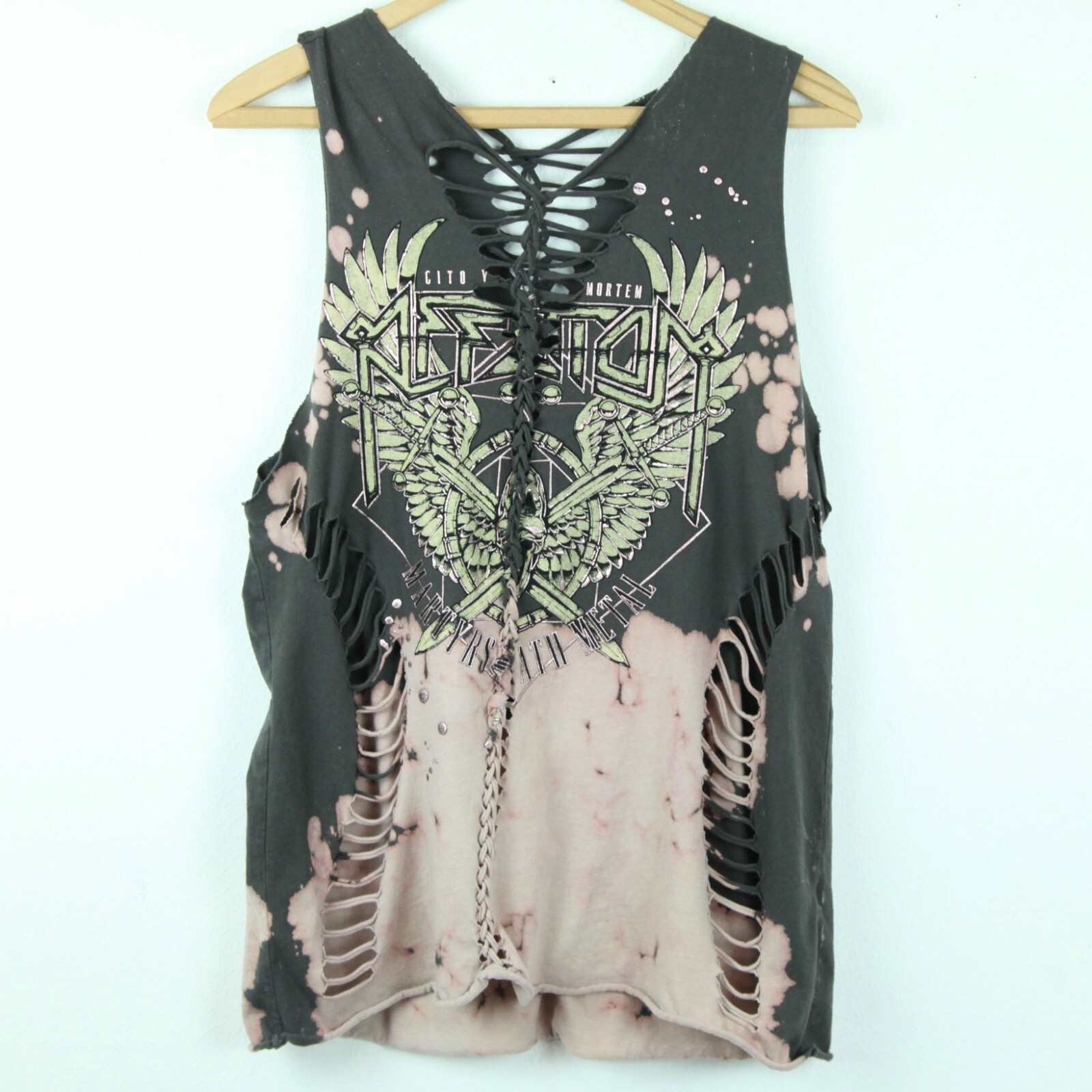 Y2K Style Ripped Laser Cut Tank Death Metal XL Black … - Gem