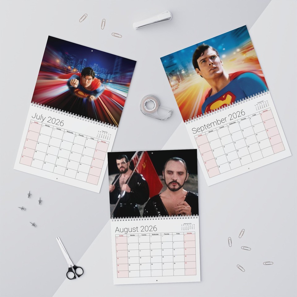 Superman Movies 2026 Wall Calendar - Christopher Reeve, Monthly ...