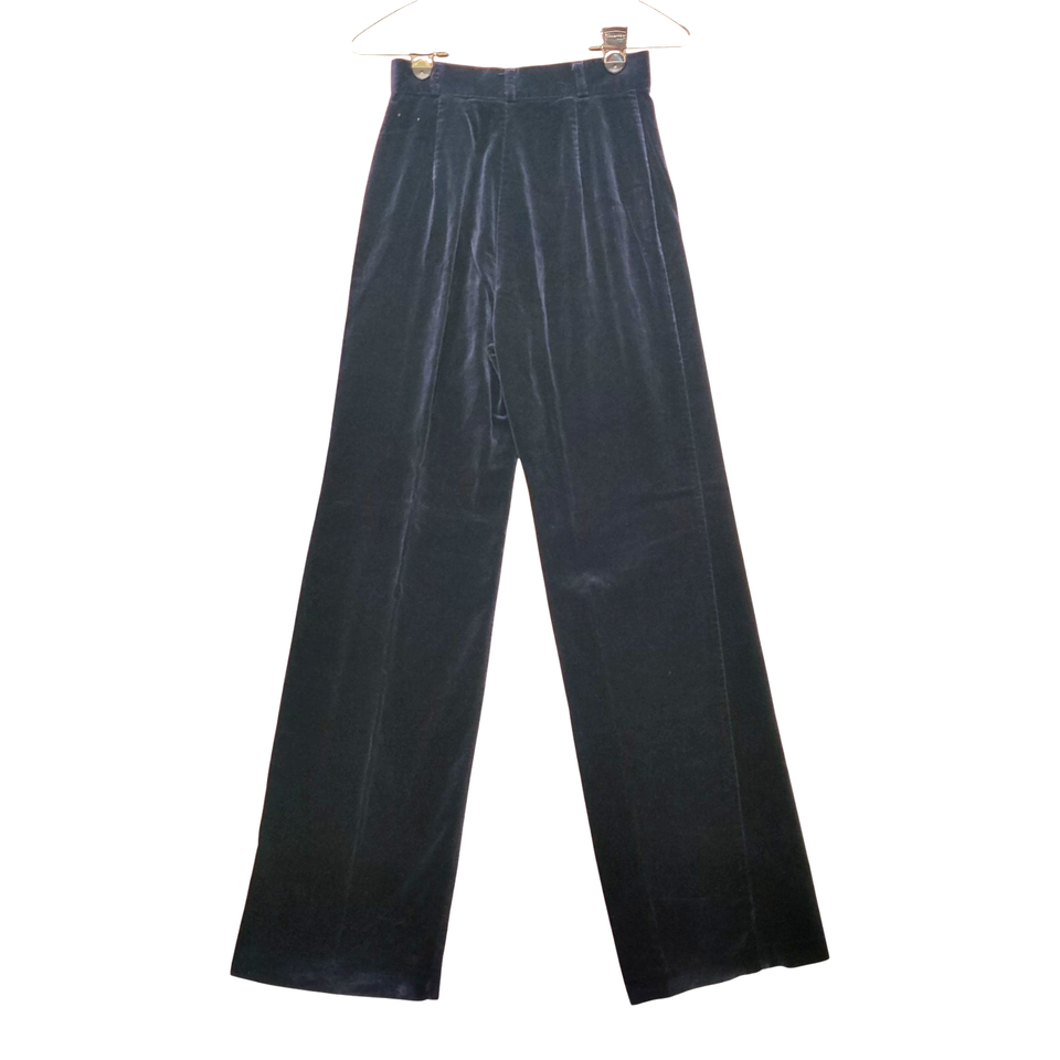 Vintage 70s Happy Legs Pants Womens 7 Blue Velvet Disco High Rise ...