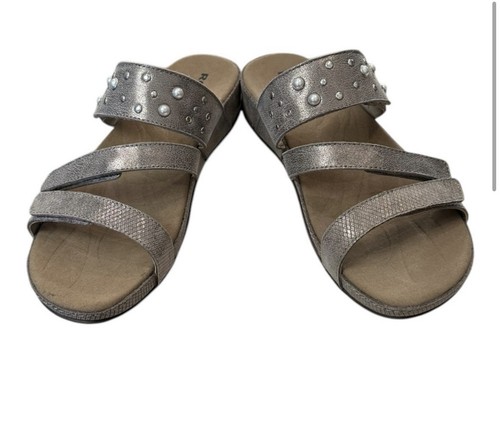 New In Box Romika Fidji Taupe Bronze Metallic Slide Triple buckle ...