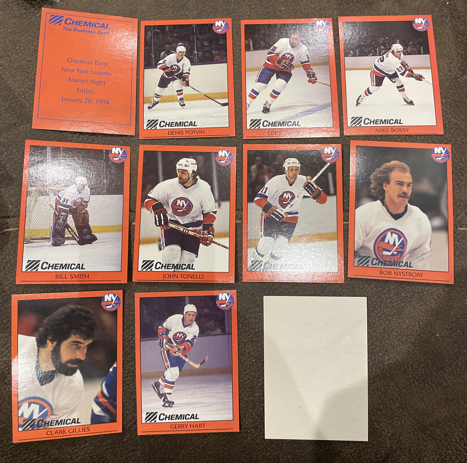 (10) N.Y. ISLANDERS VINTAGE CHEMICAL BANK HOCKEY CARD SET bossy potvin ...