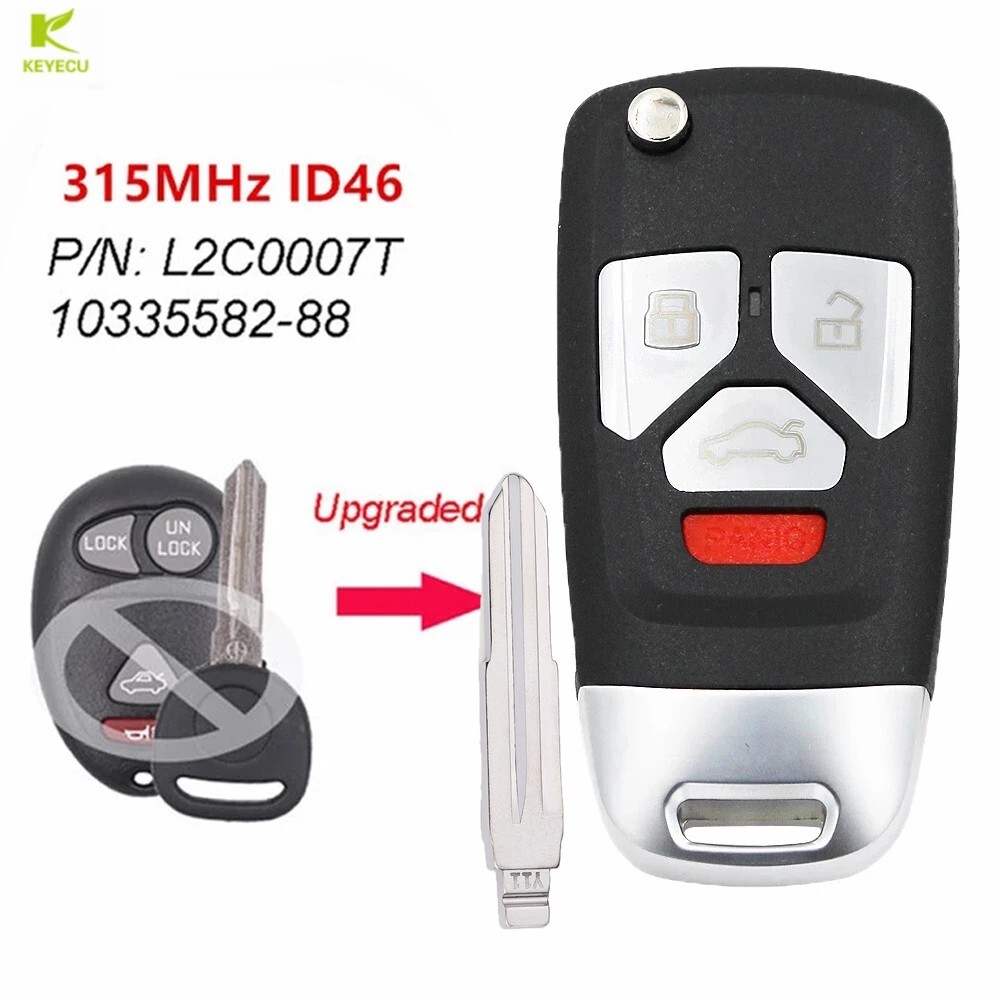 Upgraded Flip Remote Key fob 315MHz ID46 for Buick Chevrolet HUMMER H3 ...