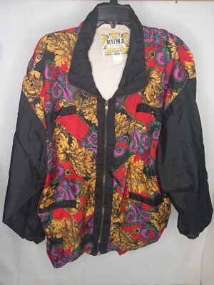 Vintage Kuma Sport Jacket Womens L Colorful Floral Windbreaker Zip ...