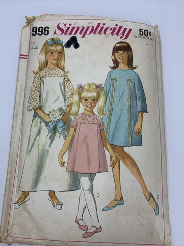 Simplicity 6996 Girls Formal Dresses 1967 Size 10 Bust 28 ***CUT*** | eBay