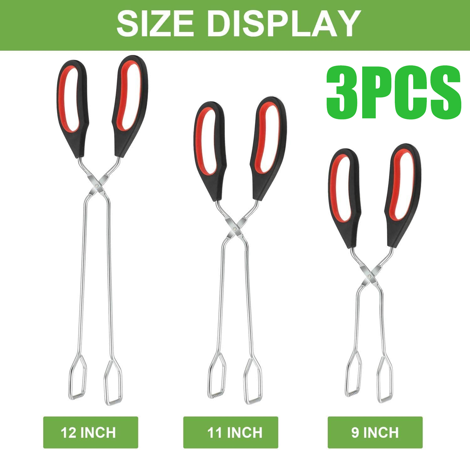 3 Pack Stainless Steel Scissor Tongs, Kitchen Tongs for Cooking Food ...