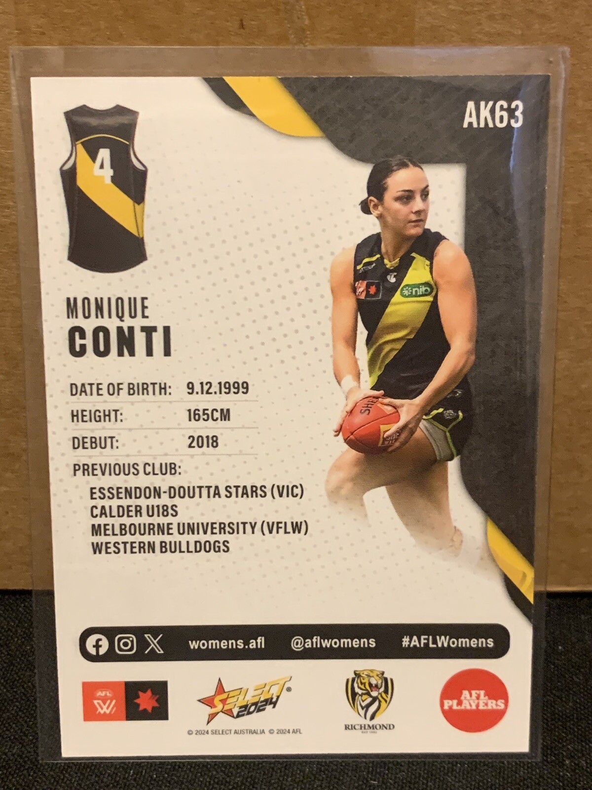2024 AFL SELECT FOOTY STARS AUSKICK AK63 MONIQUE CONTI RICHMOND TIGERS ...