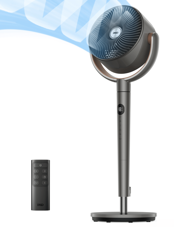 Dreo 9-Speed Quiet Pedestal Fan, 120° Oscillating, Remote, 80Ft Range ...