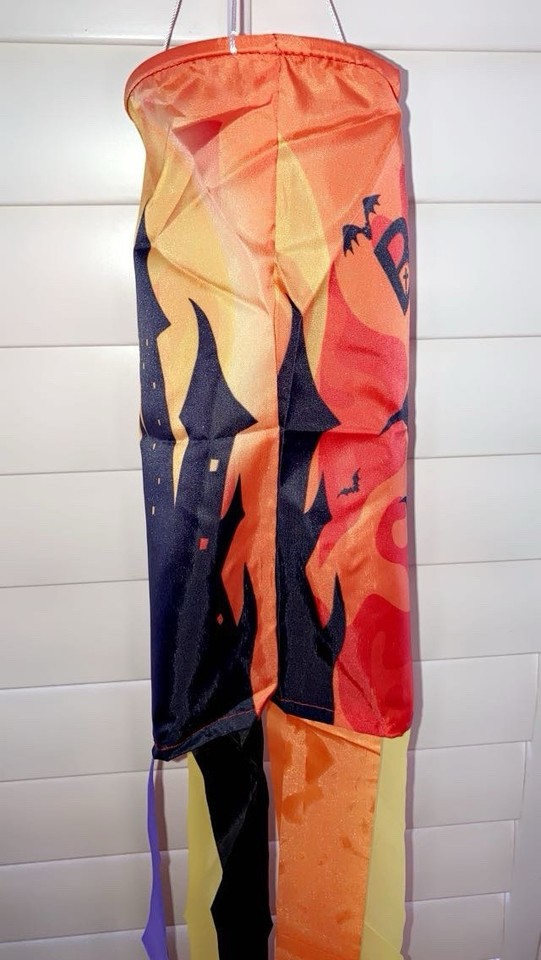 BOO! Halloween Windsock, Black Cat, Bats, Spooky Trees, Witches, Spider ...