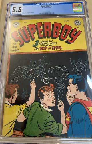 SUPERBOY #12 CURT SWAN Art! EXCELLENT EYE-APPEAL! CGC FINE- (5.5) 1951 ...