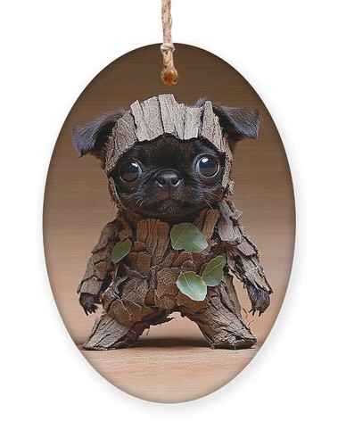 I Am Pug Groot Guardian Superhero Christmas Holiday 2D Ceramic Ornament ...